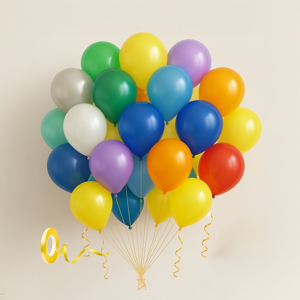 MultiColor Metallic Balloons with Curling Ribbon By Flyloons Price ...