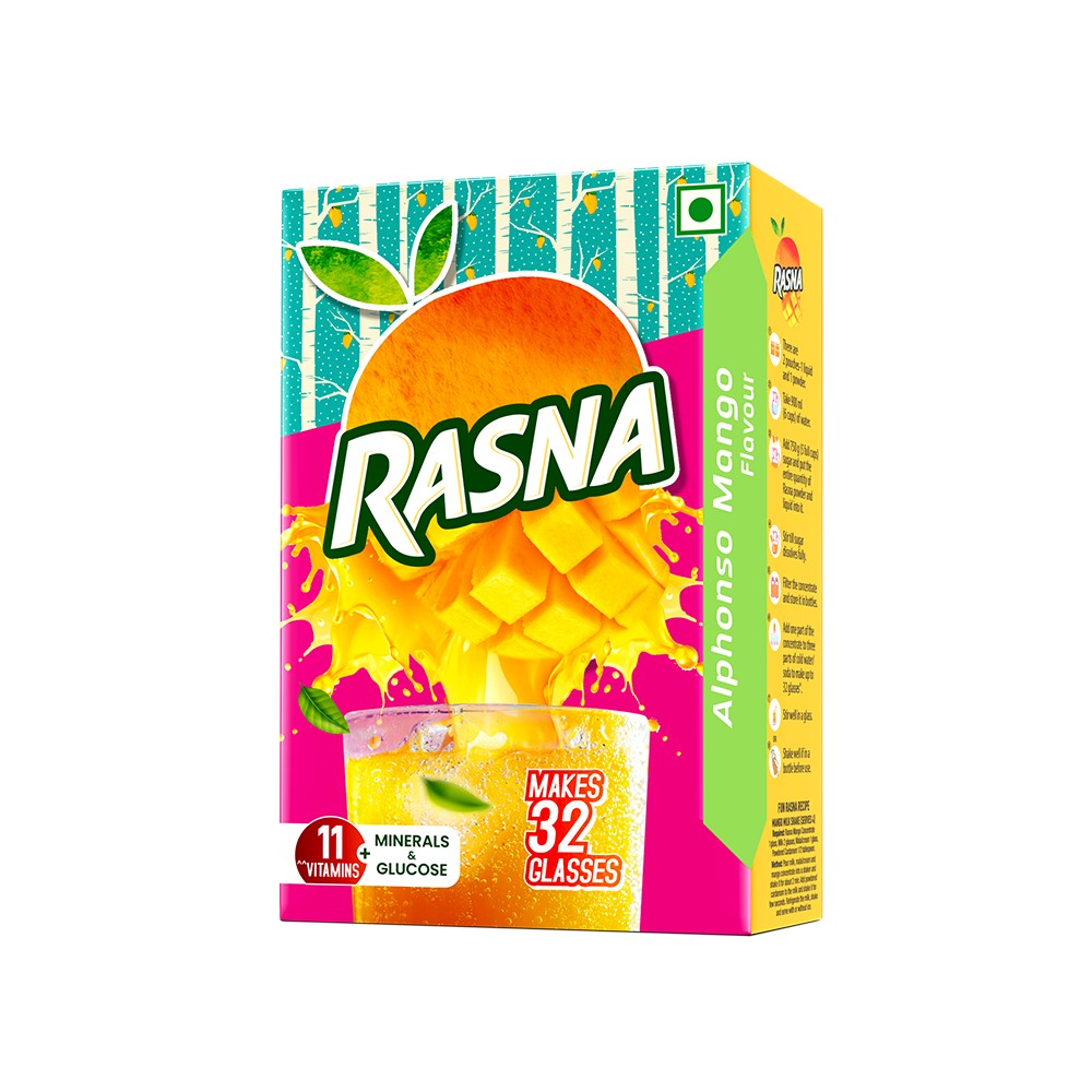 Rasna Fruit Plus Alphonso Mango Concentrated Drink Mix (32 Glasses ...