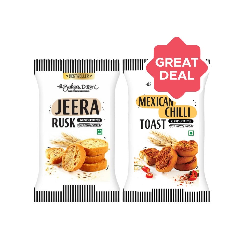 The Baker's Dozen 100% Wholewheat Jeera Rusk + The Baker's Dozen 100% ...