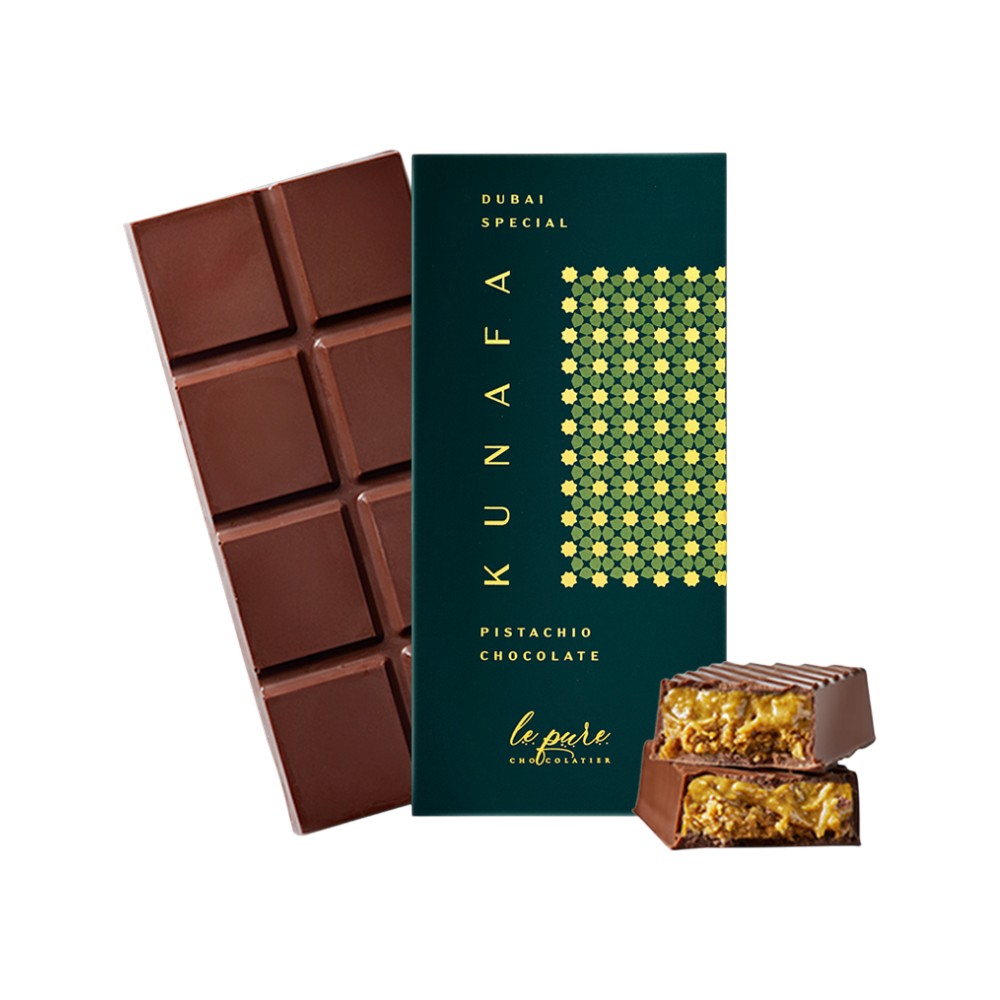 Le Pure Dubai Pistachio Kunafa Dark Chocolate Bar Price - Buy Online at ...