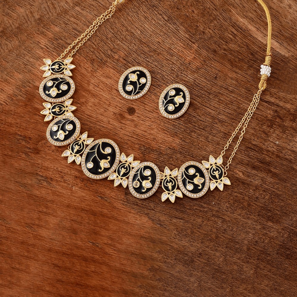 Voylla Pashmina Nyasia Ethnic Necklace Set (Golden, Black) Price - Buy ...