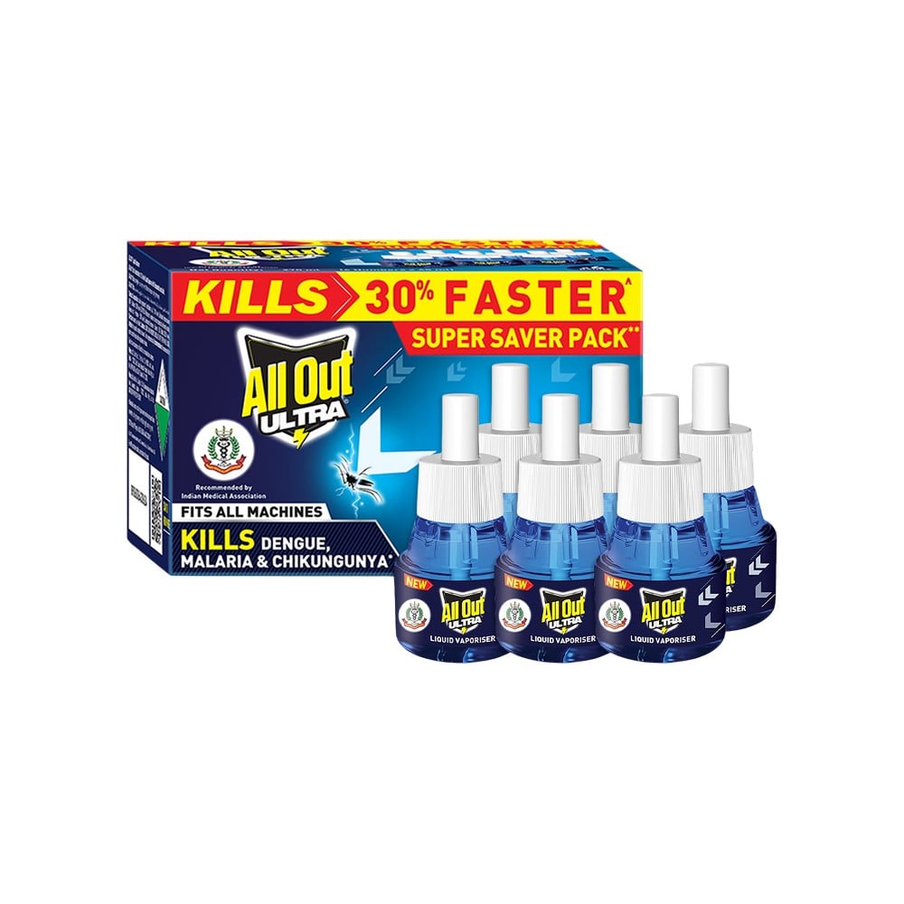 All Out Ultra Liquid Vaporizer Mosquito Killer Machine Refill - 6 x 45 ...