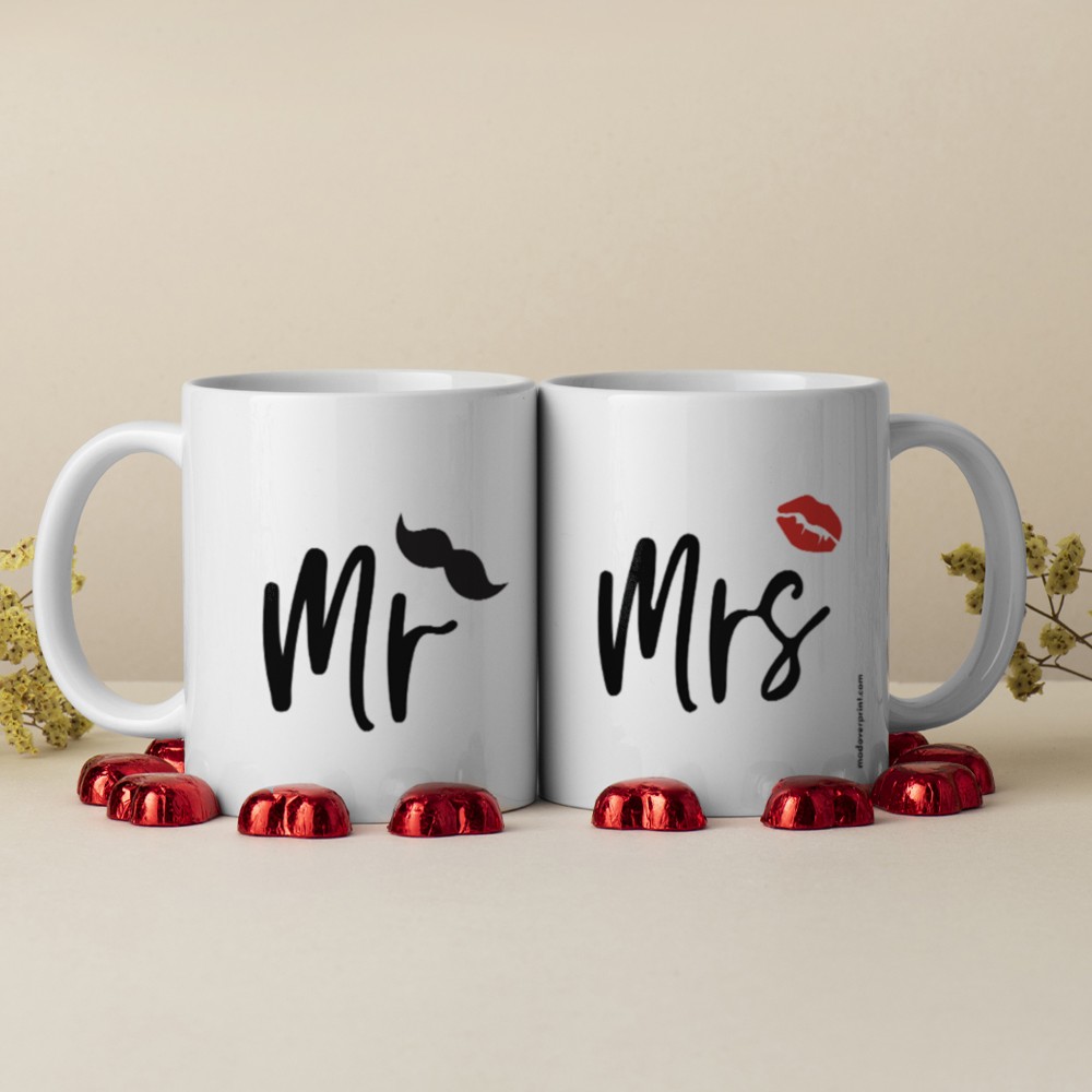 Mad Over Print Mr & Mrs Couple Mug Set (Ceramic) Price - Buy Online at ...