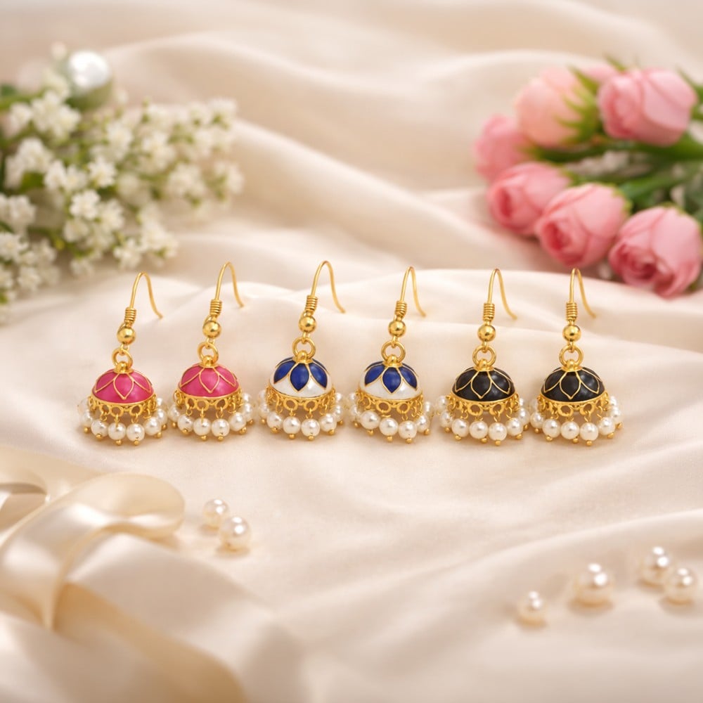 Abhinn Meenakari Pearl Jhumkas (Multicolour) Price - Buy Online at ₹249 ...