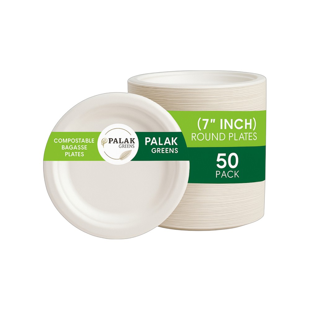 Palak Greens Bagasse Disposable Plates (White) Price - Buy Online at ...