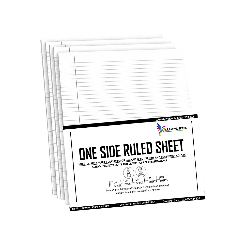 Creative Space Assignment A4 Sheets (One Side Ruled) (65 GSM, White ...