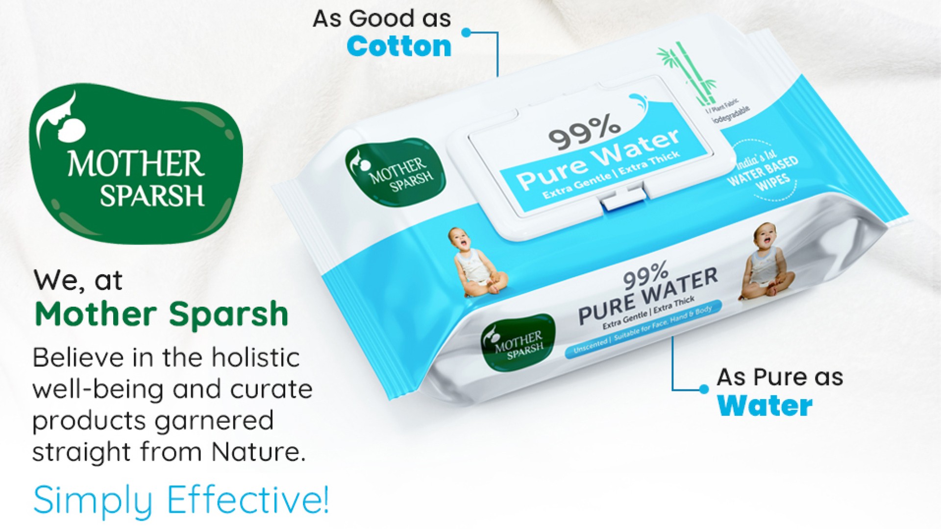 Mother Sparsh 99% Unscented Pure Water Baby Wipes Price - Buy Online at ...
