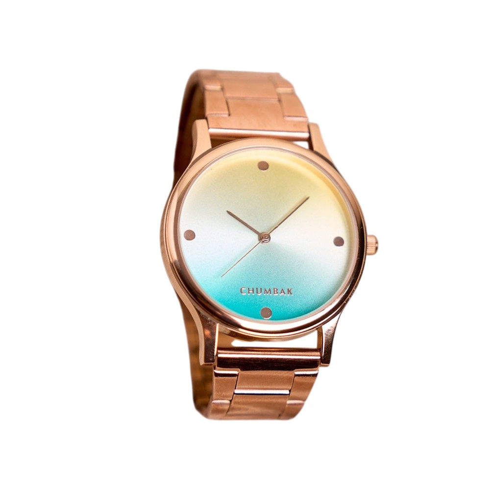 Teal By Chumbak Ombra Green Wrist Watch (Quartz, Rose Gold, Stainless ...