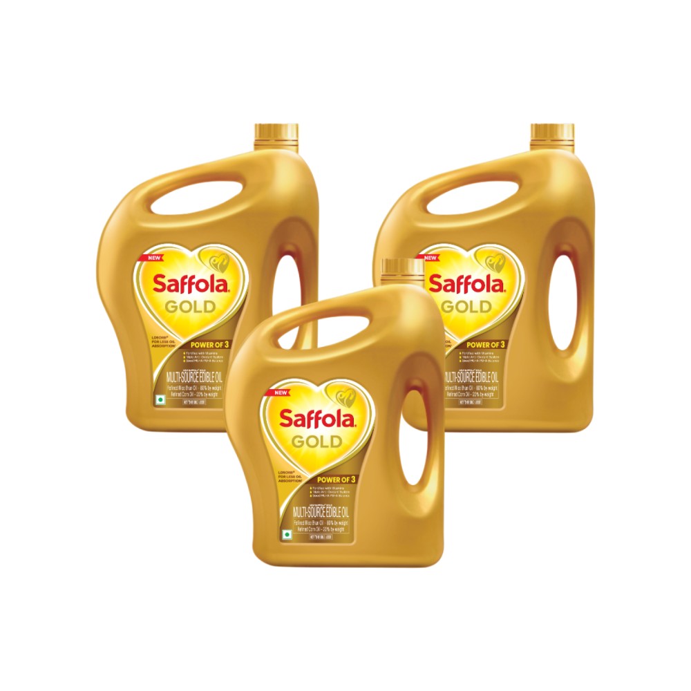 Saffola Gold Blend of Rice Bran & Corn Blended Cooking Oil - Pack of 3 ...