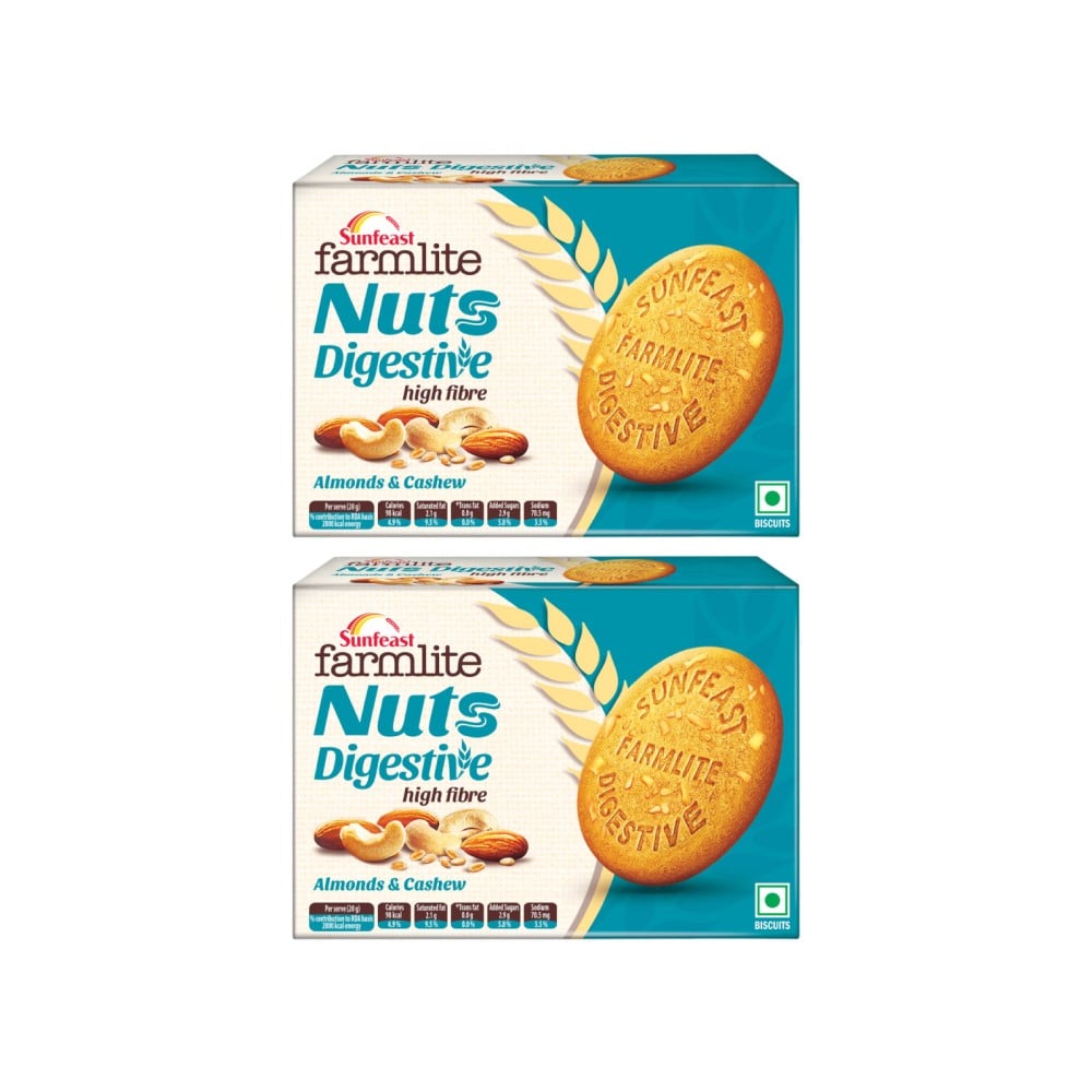 Sunfeast Farmlite Nuts Digestive Biscuit (Almonds & Cashews) - Pack of ...