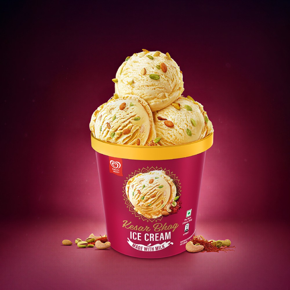 Kwality Wall's Kesar Bhog Ice Cream Tub Price - Buy Online at Best ...