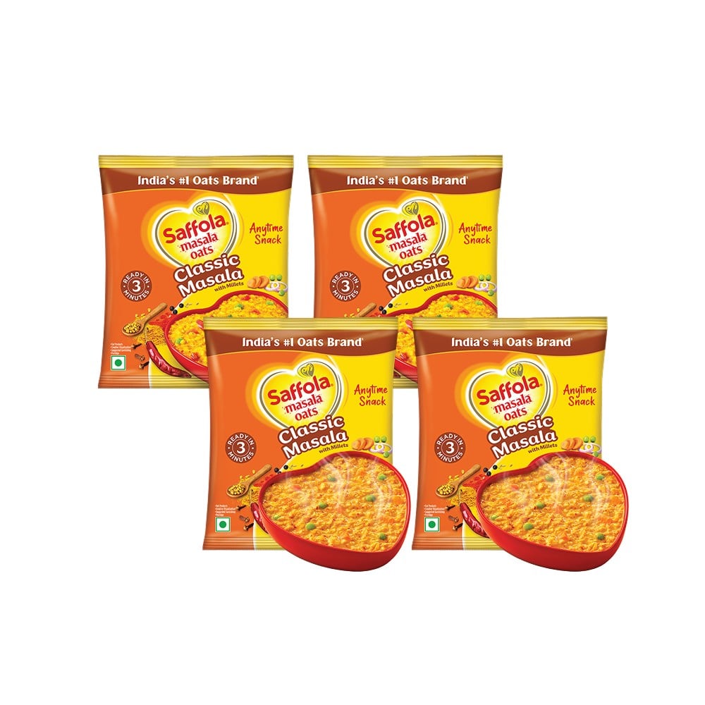 Saffola Classic-Masala Oats - Pack of 4 Price - Buy Online at ₹76 in India