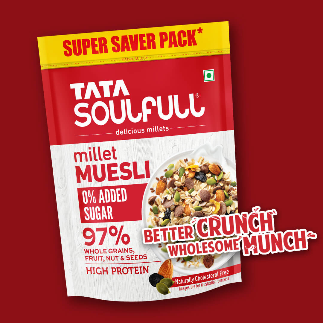 Tata Soulfull Millet Muesli With 0% Added Sugar, 97% Wholegrains Cereal ...