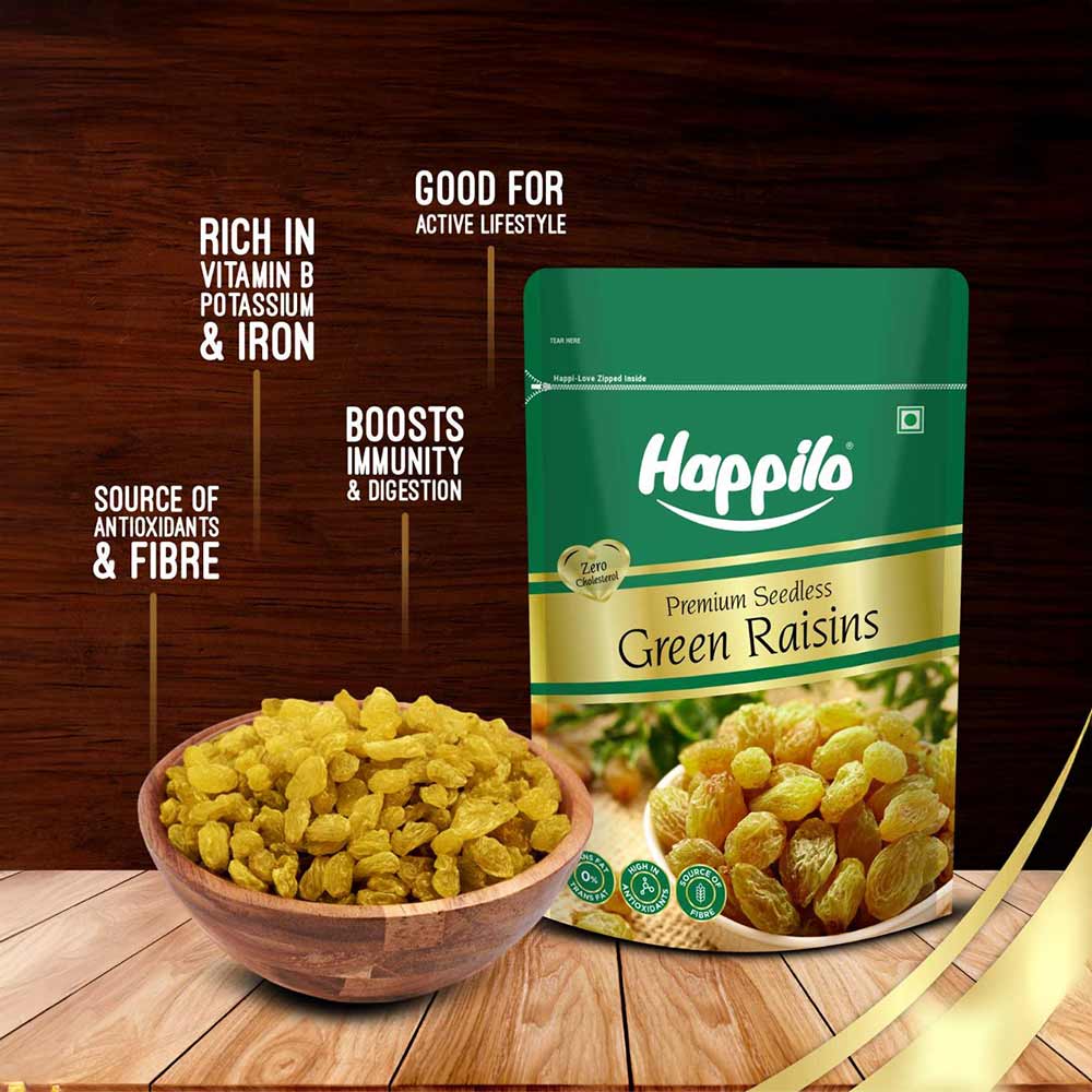 Happilo Premium Seedless Green Raisins Price - Buy Online at ₹151 in India
