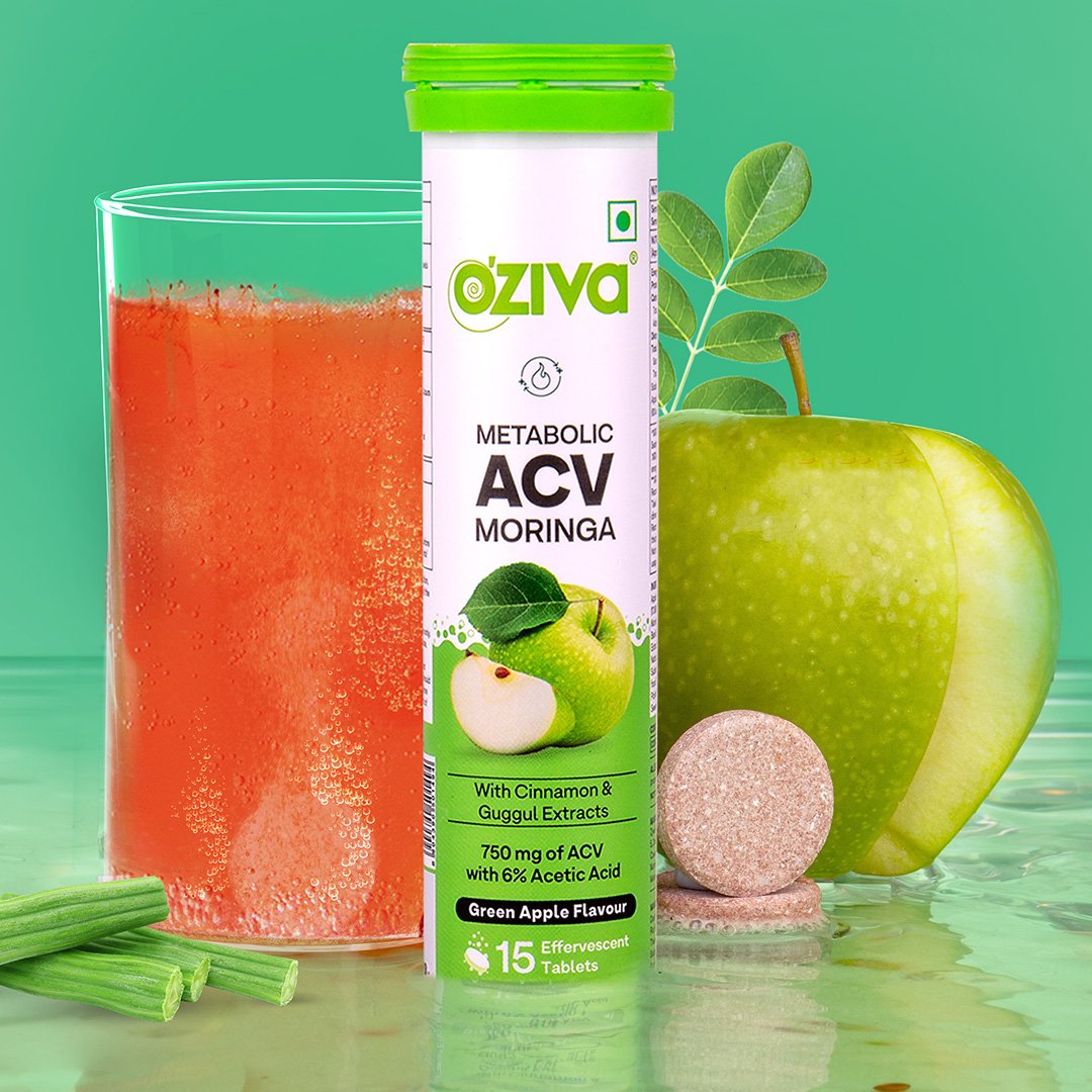 OZiva Moringa Apple Cider Vinegar Effervescent Tablets (Green Apple ...