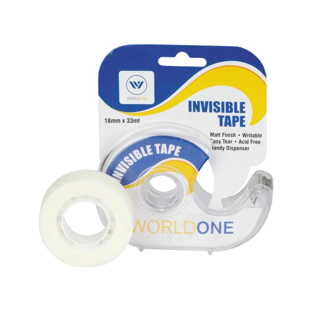 Worldone Invisible Tape & Dispenser (Transparent, 33 mtr x 18mm) Price ...