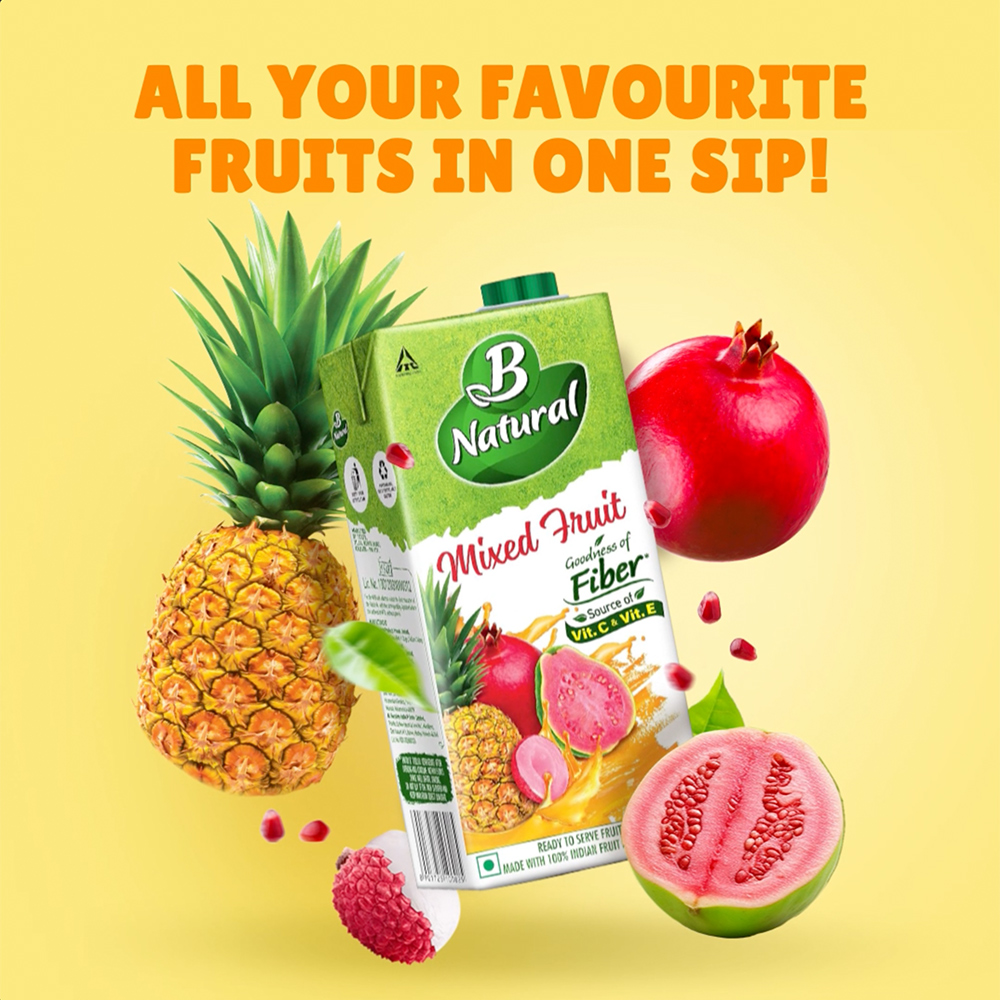 B Natural Mixed Fruit Juice (1 ltr) Price - Buy Online at ₹68 in India