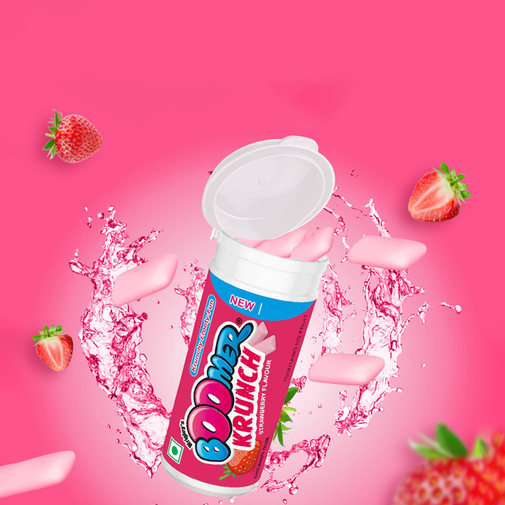 Boomer Krunch Strawberry Chewing Gum Price - Buy Online at ₹43 in India