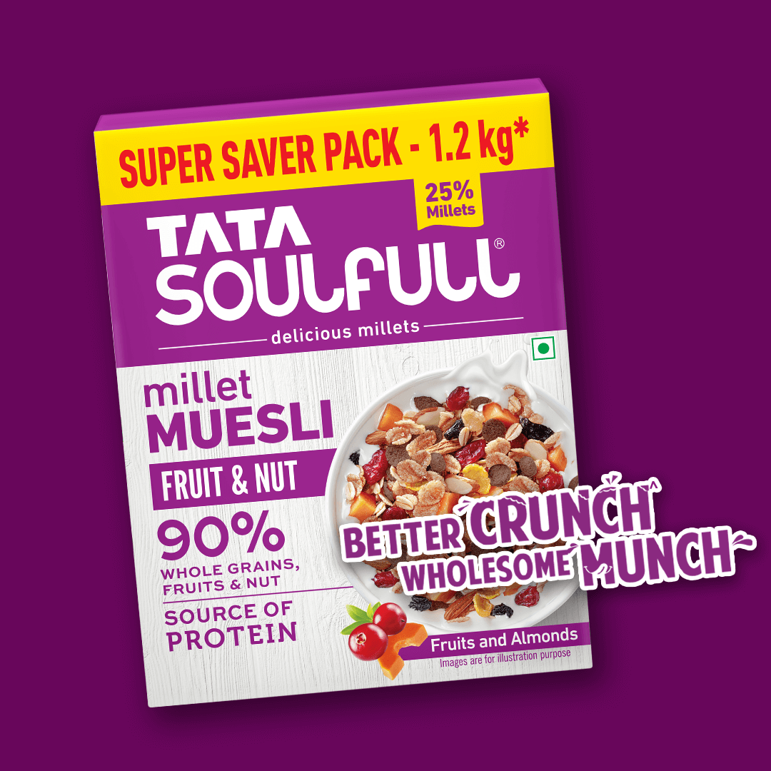 Tata Soulfull Millet Muesli With 90% Fruits, Nut & Wholegrain Cereal ...