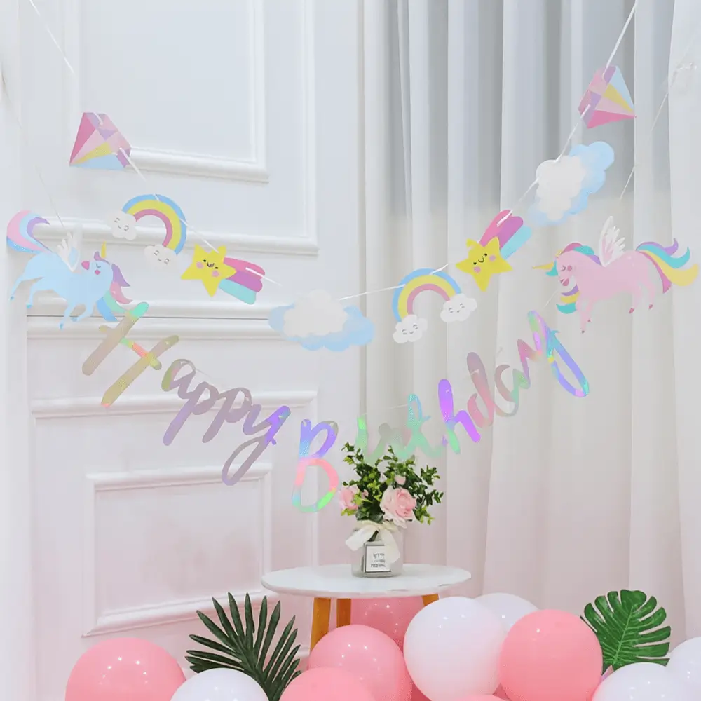 Unicorn Theme Happy Birthday Banner by Shanya Price - Buy Online at ...