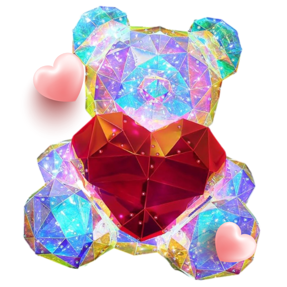 LED Teddy Bear with Heart Holographic Decorative Lamp - DesiDiya Price ...