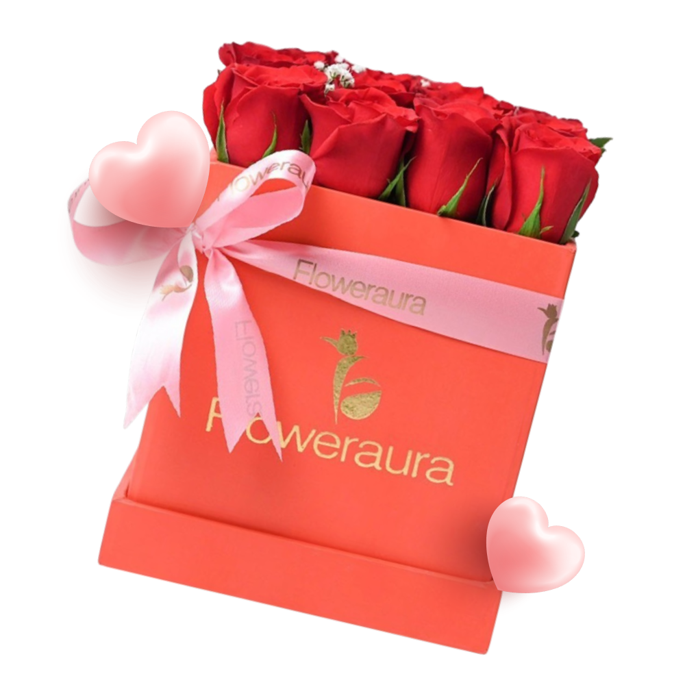 FlowerAura 16 Red Rose in Red Box Rose Large Bouquet Price - Buy Online ...